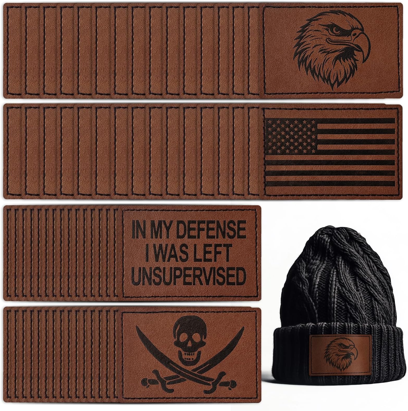 Amazon.com: 10 pcs. Retro Tan Leather Hat Patch Sublimation Laserable Blank! 4" Rounded ...