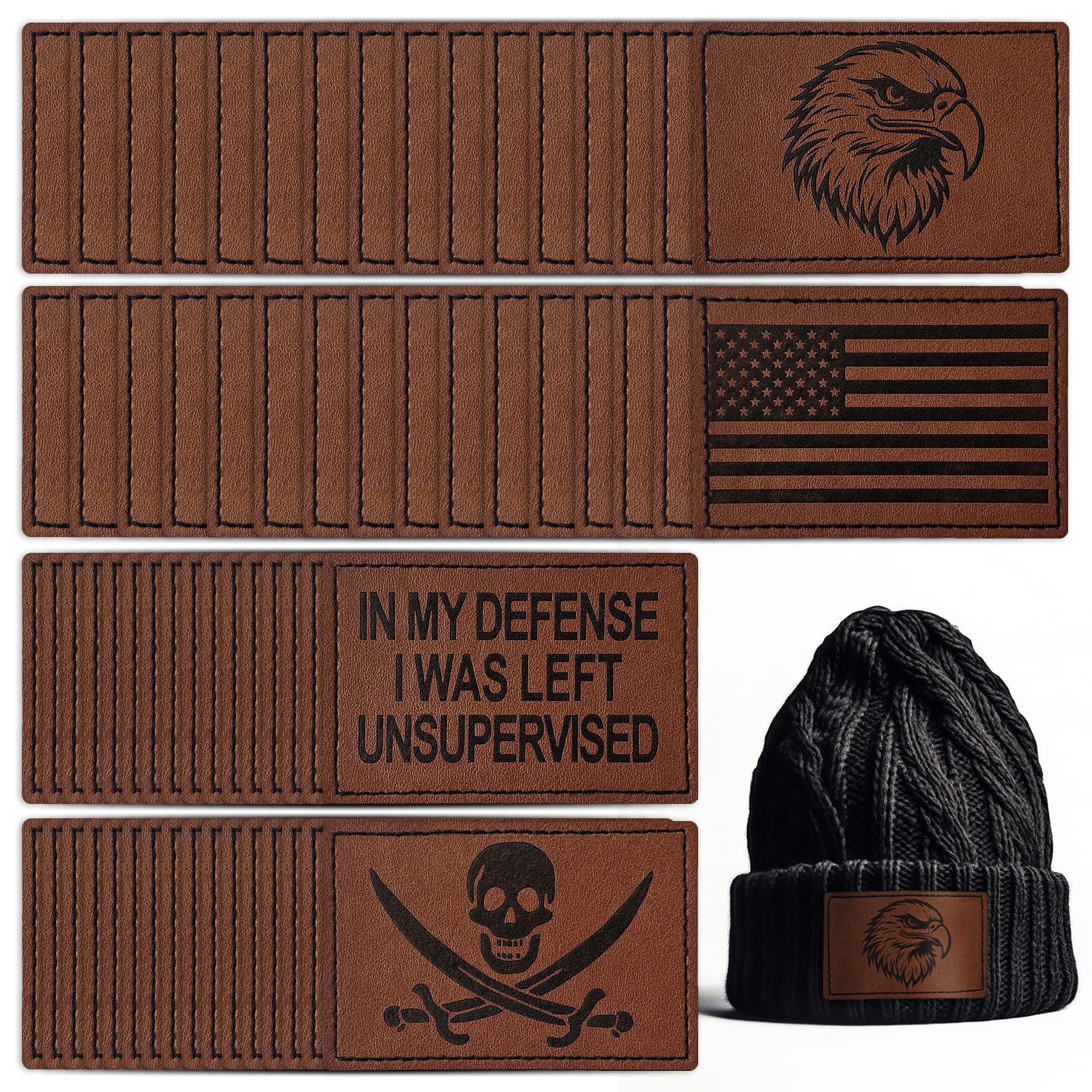 Amazon.com: Harsgs 64PCS Blank Leatherette Hat Patches, Retangle ...