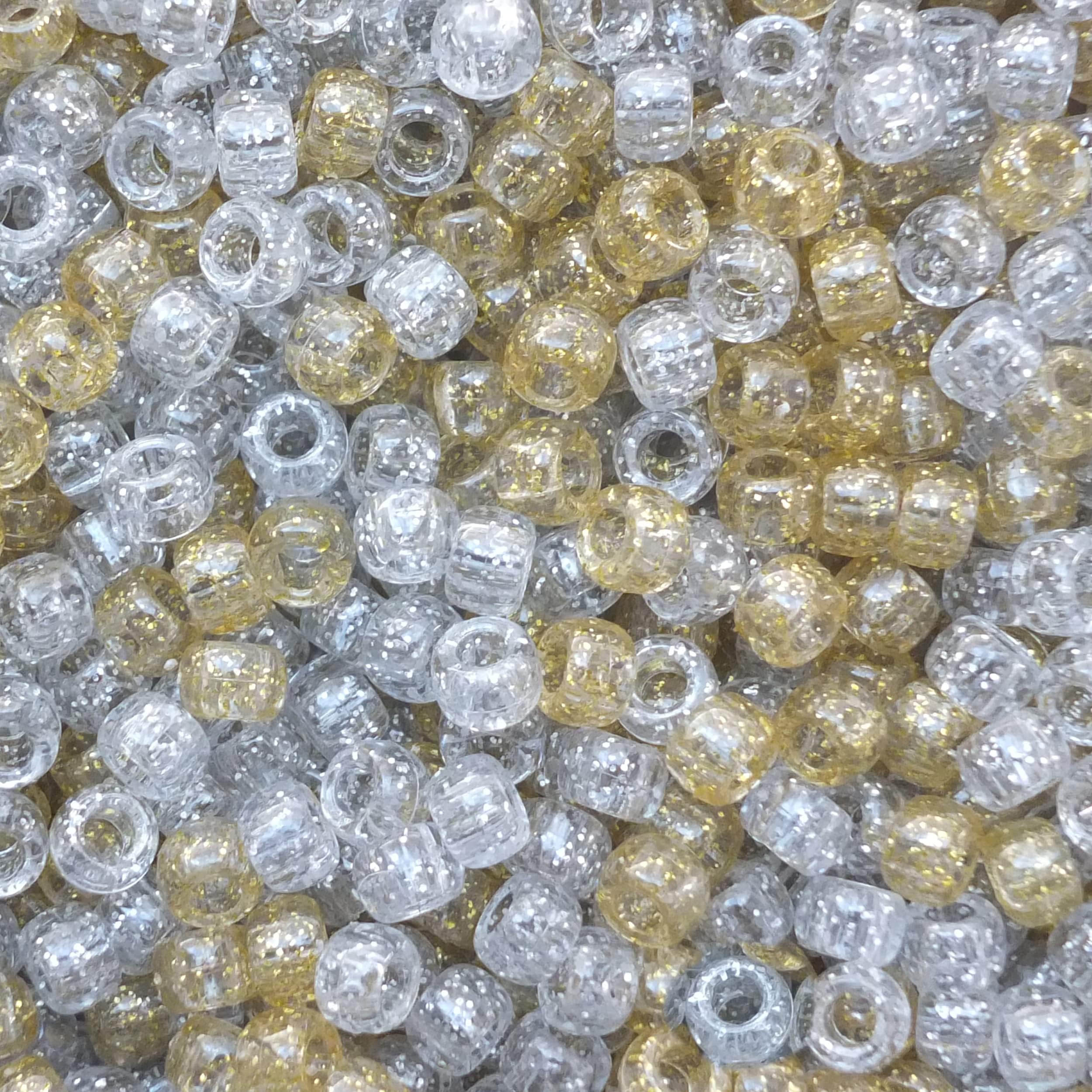 Amazon.com: Silver Sparkle Glitter Crow Beads Pony Beads Made in USA ...