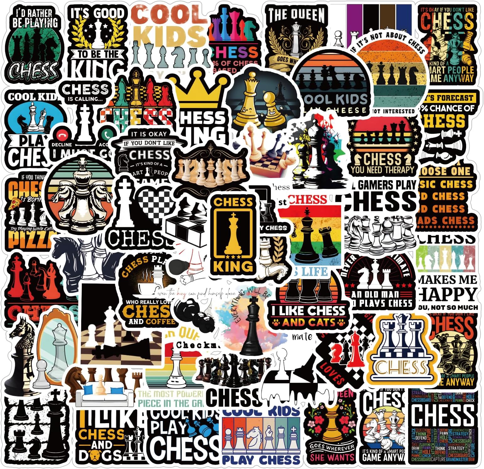 Amazon.com: 50 Pack Pcs Chess Stickers for Water Bottles Waterproof ...