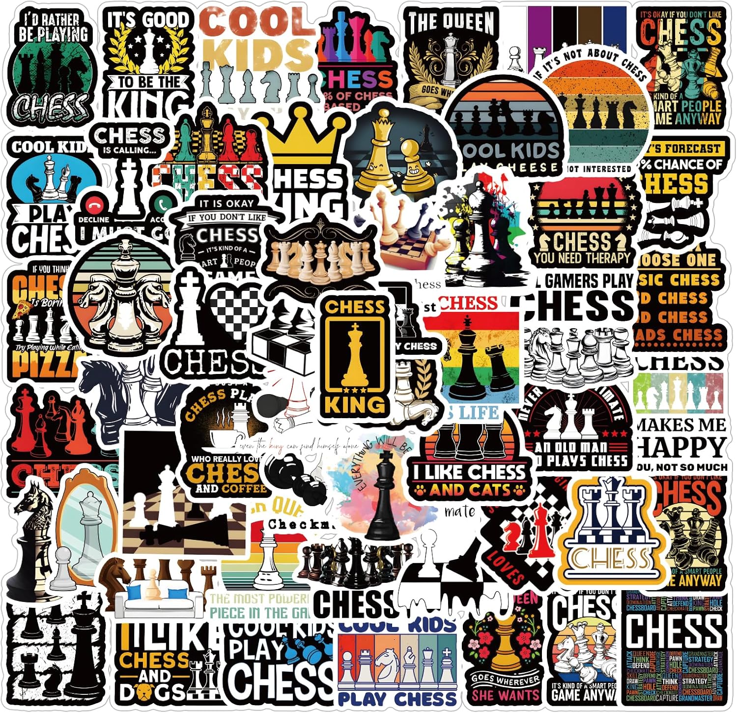 Amazon.com: 62pcs Chess Stickers Pack, Aesthetic Vinyl Waterproof ...