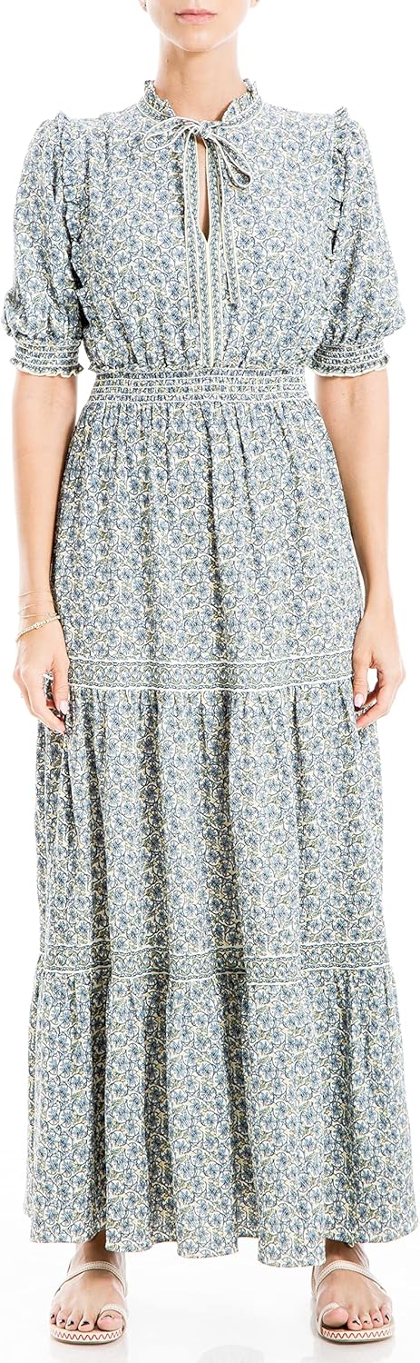 Max Studio Women's Crepe Tiered Maxi Dress at Amazon Women’s Clothing store