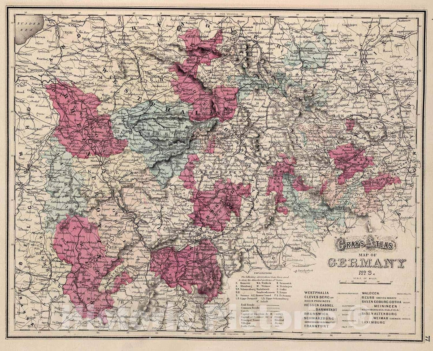 Amazon.com: Germany - Plate No. 3, 1873 - Gray's Atlas Historical Map ...