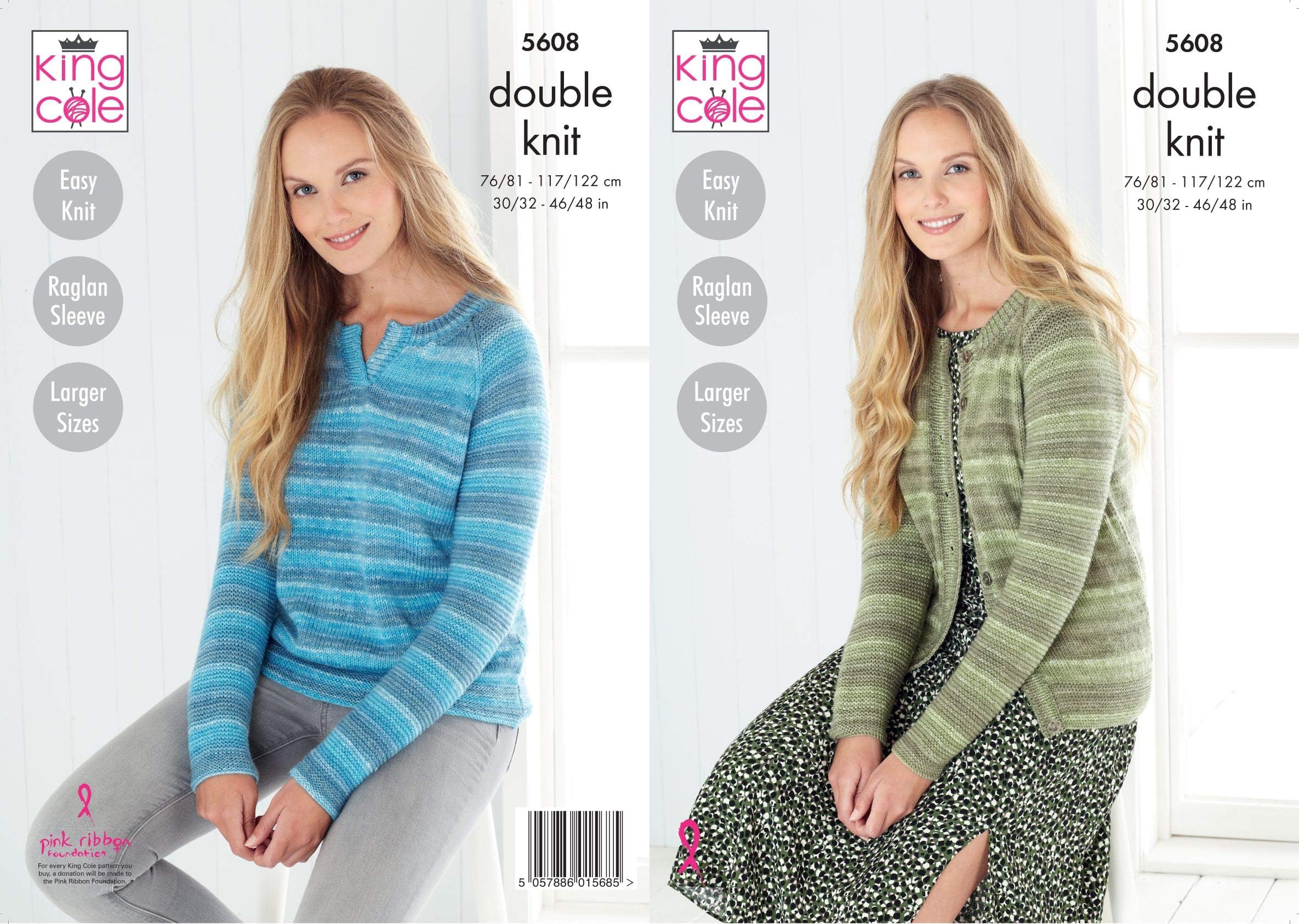 King Cole Ladies DK Knitting Pattern Ribbed Jacket & Easy Cable Sweater ...