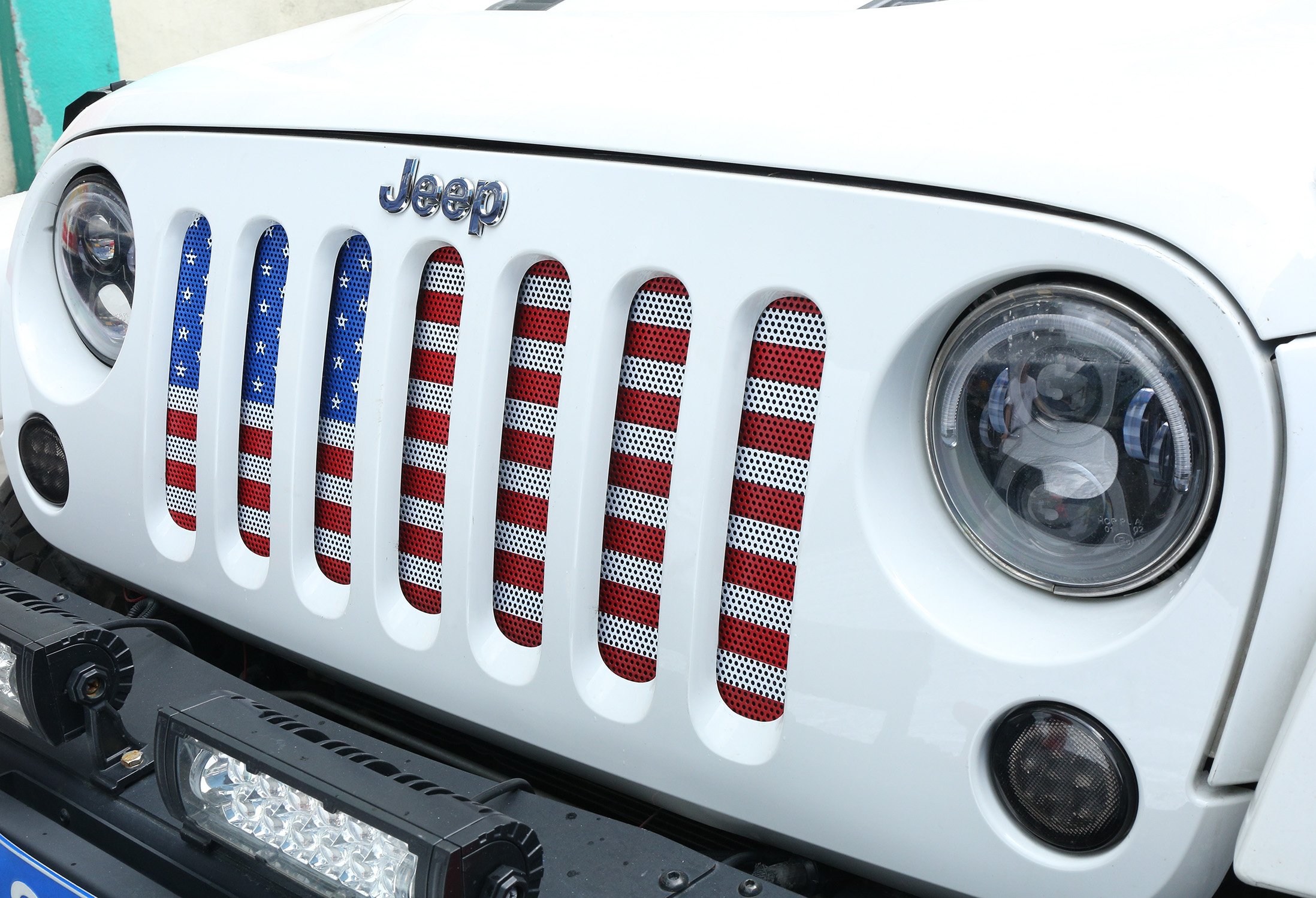 Jeep Gladiator Grill Hooke Road Front Grill Mesh Insert With US Flag ...