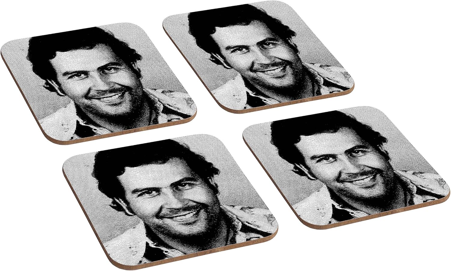 Pablo Escobar Mugshot 4 Piece Wooden Coaster Set : Amazon.co.uk: Home ...