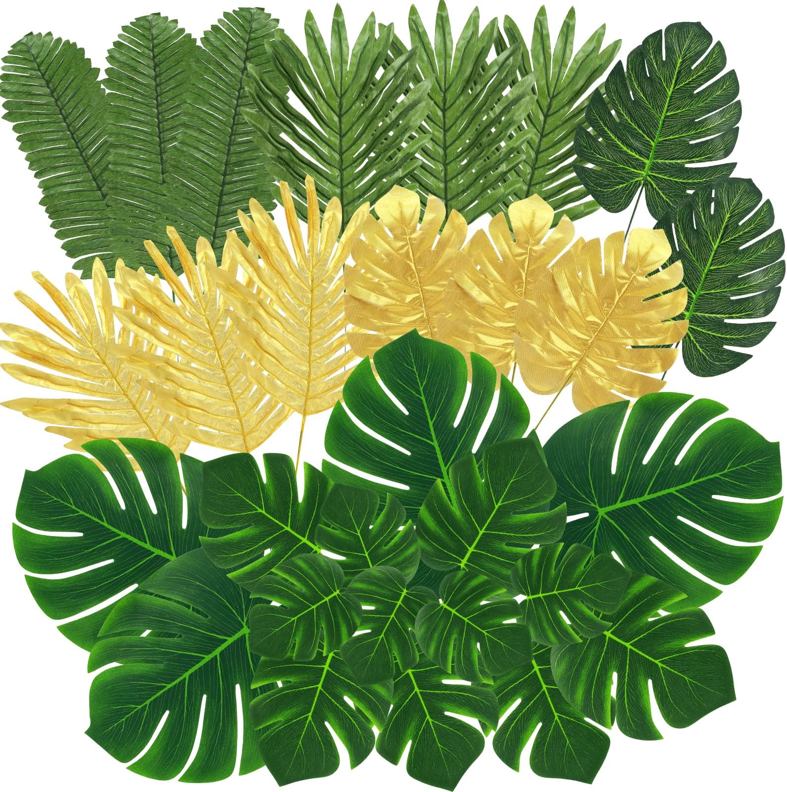 Amazon.com: KUUQA 60 Pcs Large 13" Tropical Leaves Artificial Green ...