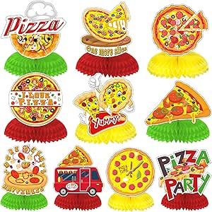 Amazon.com: Pizza Party Table Decorations - 10 PCS Pizza Honeycomb ...