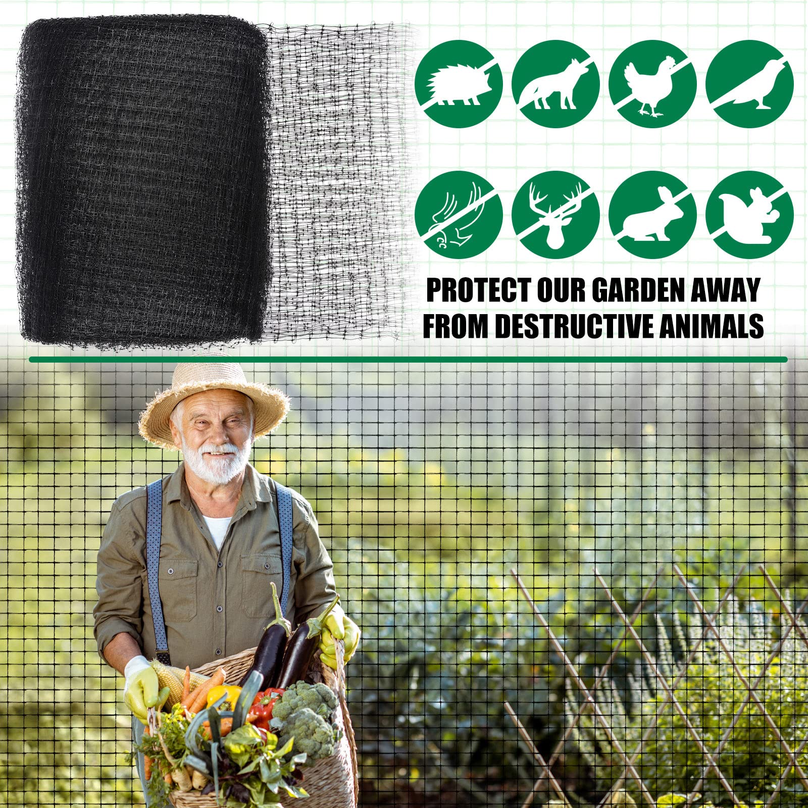 2 Pcs Deer Fence Netting 7 x 100 Feet Bird Netting for Garden Anti Bird Deer Protection Net ...