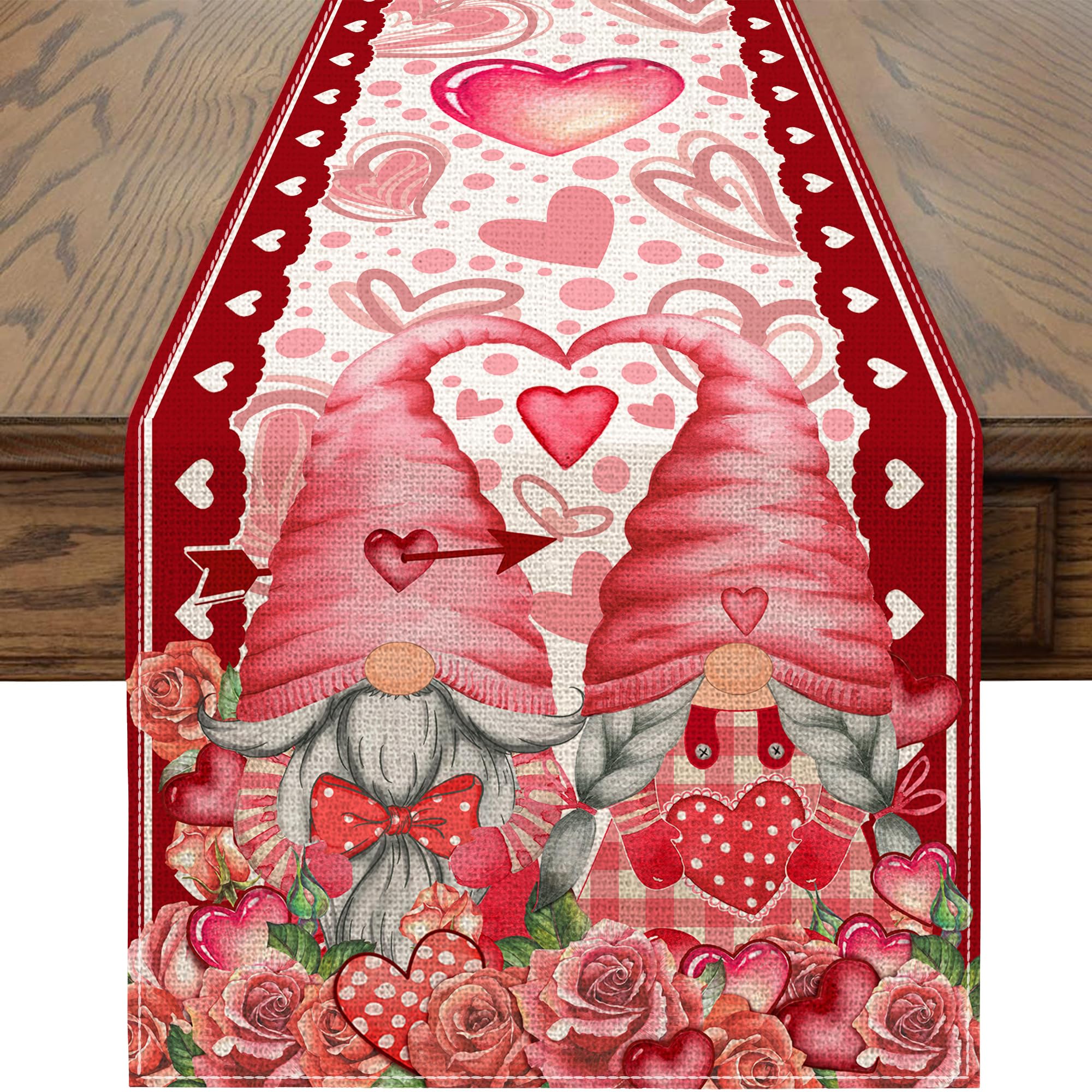 Amazon.com: Valentines Day Table Runner, Valentine Table Runner, Gnomes ...
