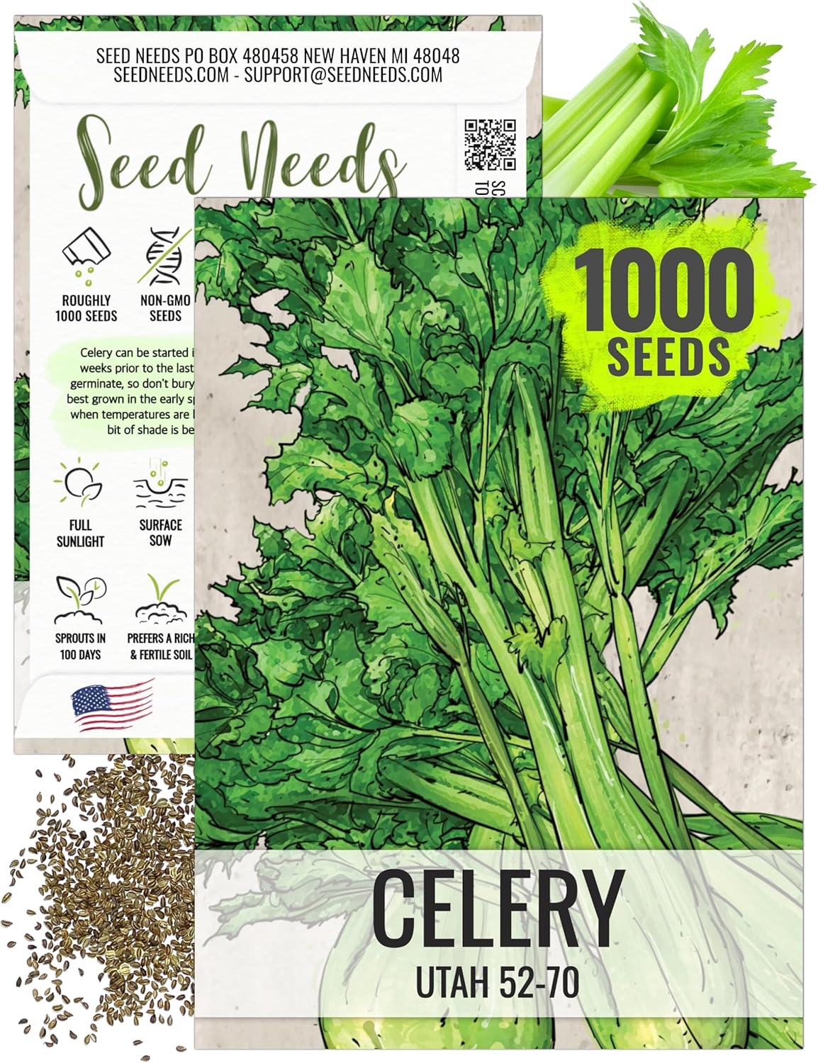 Seed Needs Celery Seeds for Planting Utah 52-70 Celery - Non-GMO ...