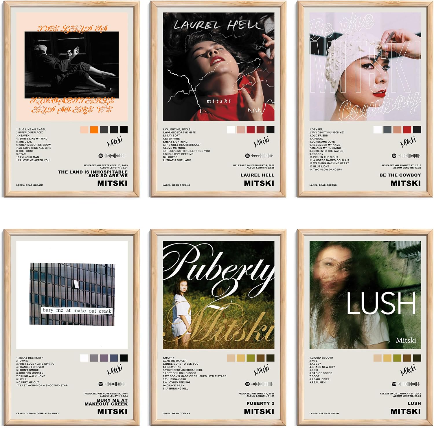 Amazon.com: Generic Music Poster Album Cover Posters Set of 6 Canvas ...