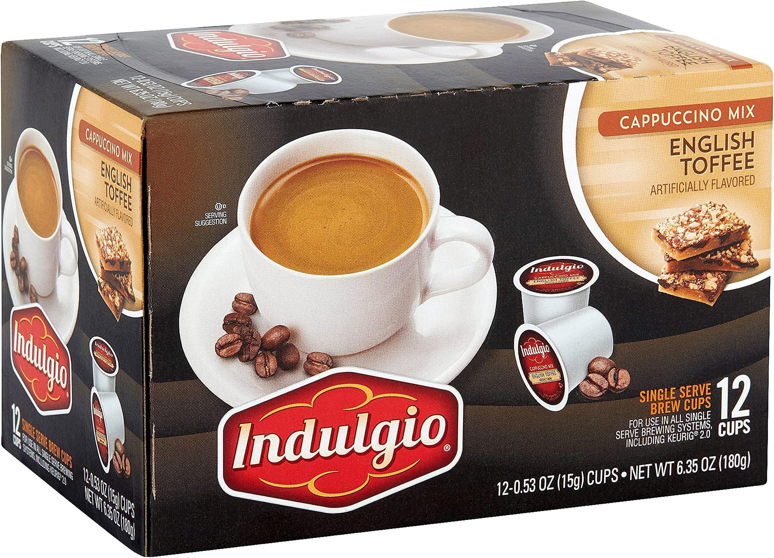 Amazon.com: Indulgio English Toffee Single Serve medium roast Brew Cups ...