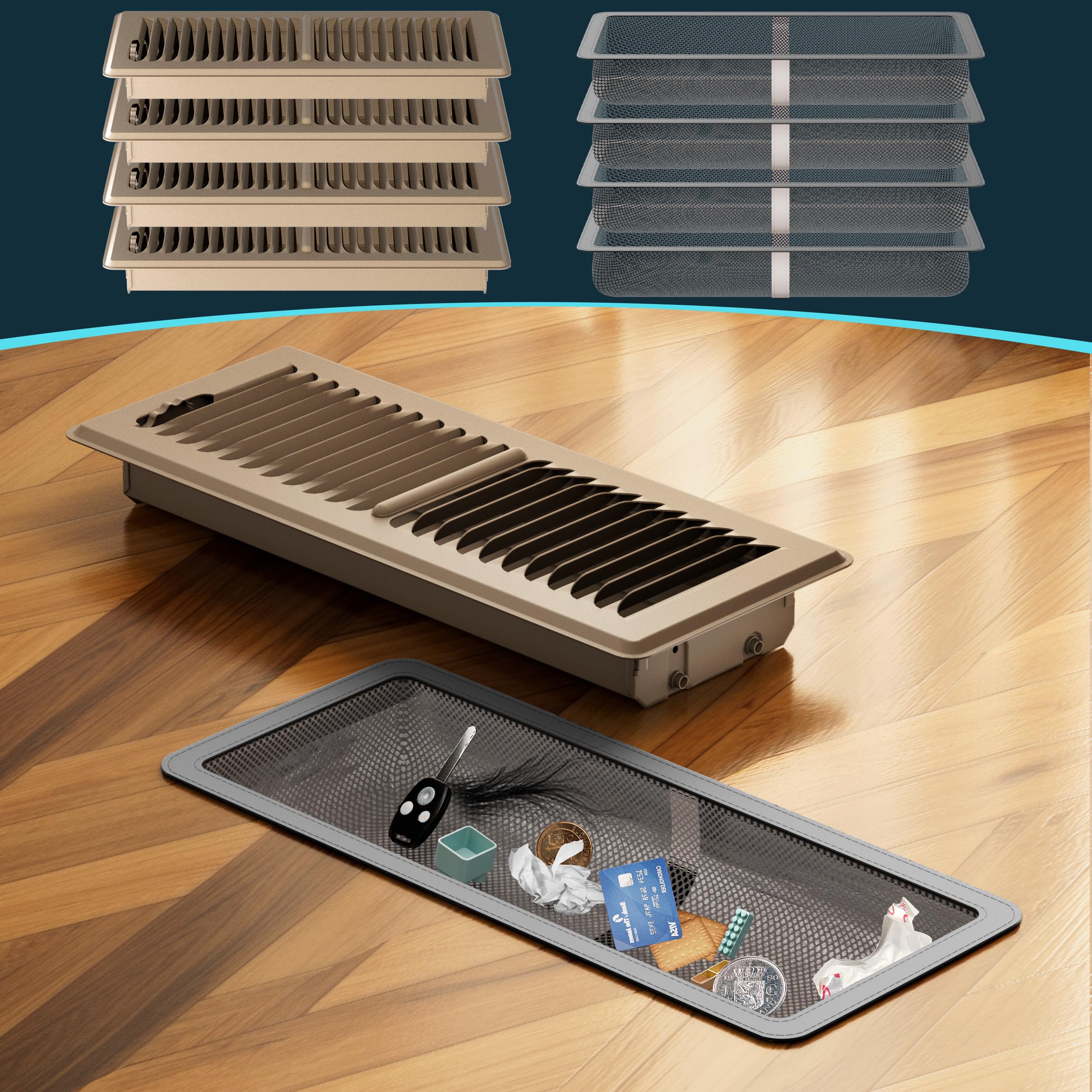 Floor Register 4 x 12 Inch, HG Power 4 Pack Heavy Duty Floor Vent ...