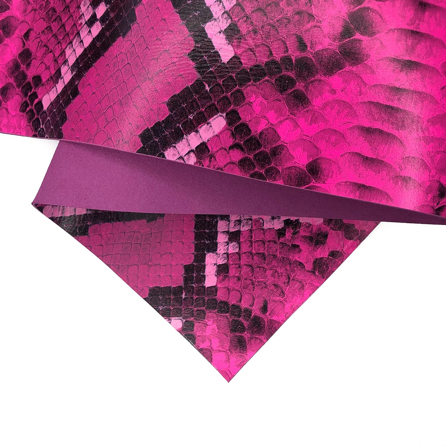 Neon Pink Snake Leather Sheets: Real Lambskin Leather with Snake Print ...