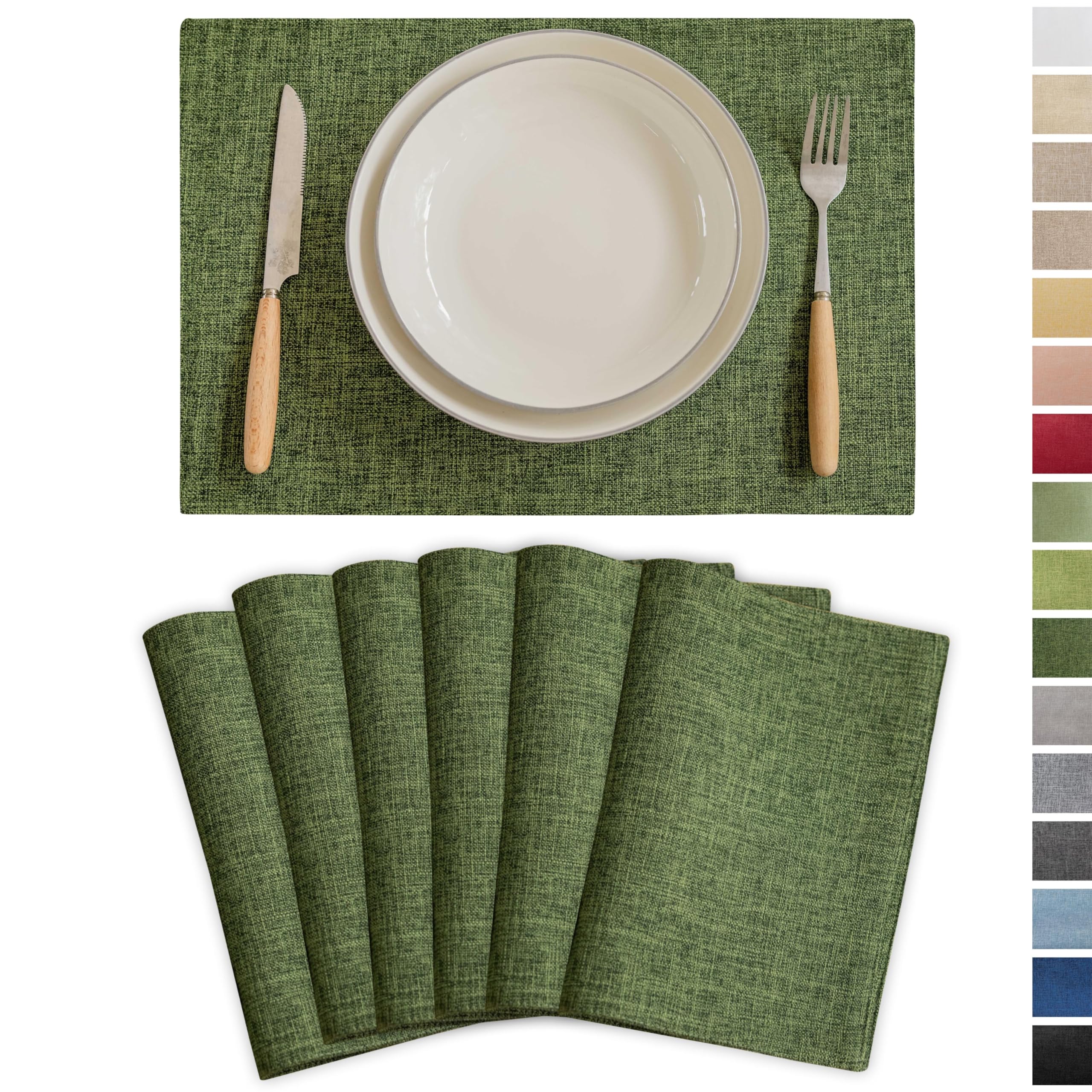Amazon.com: Demetex Green Placemats Set of 6 Vintage Cloth Textured ...