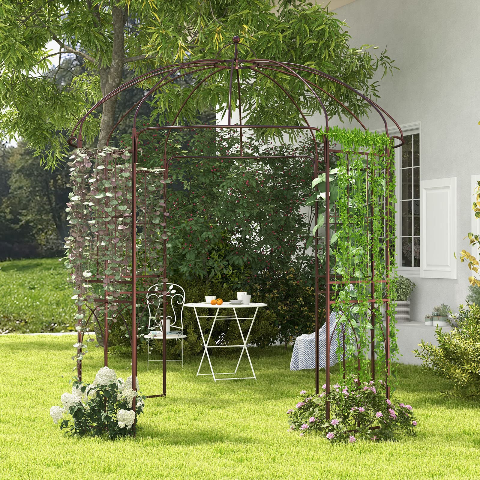 Snapklik.com : HAPPYGRILL Birdcage Shape Garden Arbor, 7 X 8.4 Ft Heavy ...