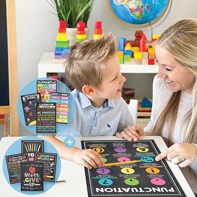 Amazon.com: 8 Chalkboard Sight Words Poster For Classroom Word Wall, 9 ...