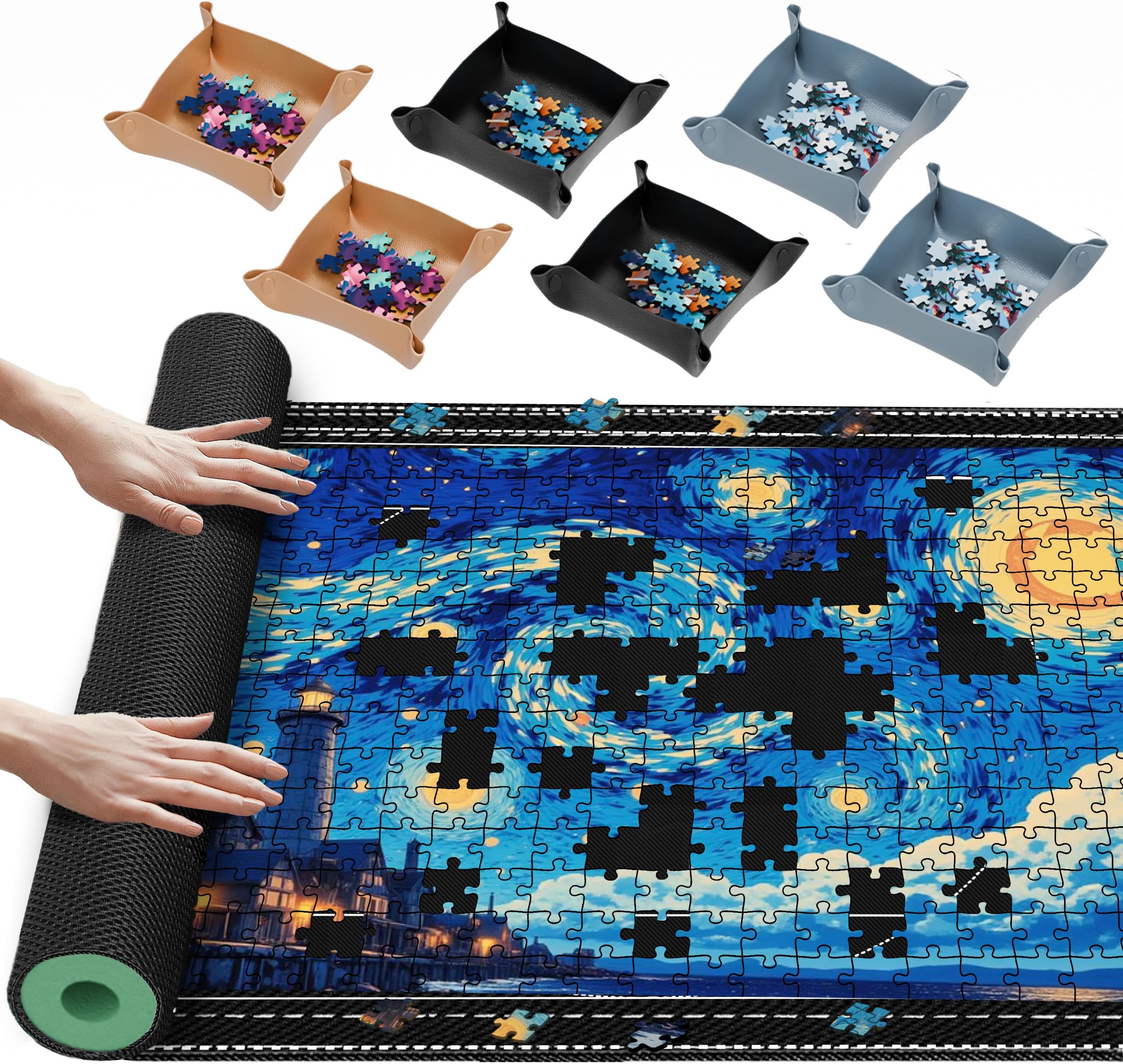 Amazon.com: Rubber Puzzle Mat, Roll Up Puzzle Board for Jigsaw Puzzles ...