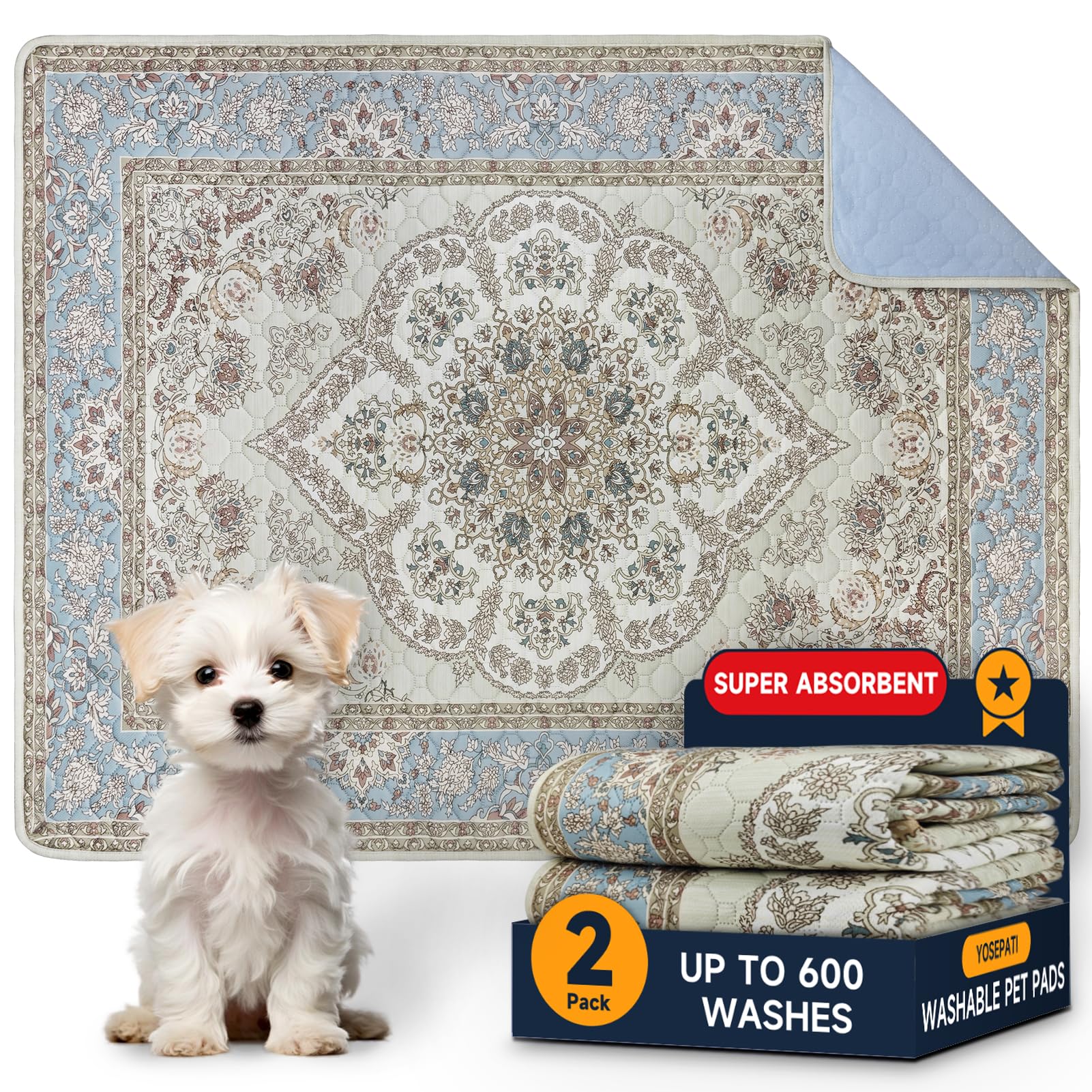 YOSEPATI Washable Pee Pads for Dogs,2 Pack Reusable Puppy Pads 18"x24 ...