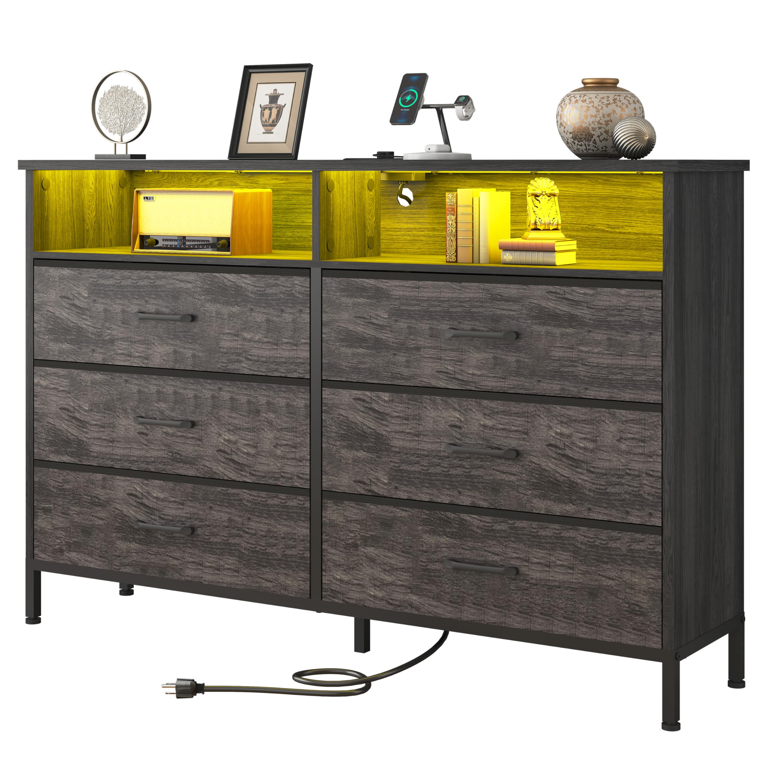 Amazon.com: Dresser for Bedroom, Grey Bedroom Dresser with LED Lights ...