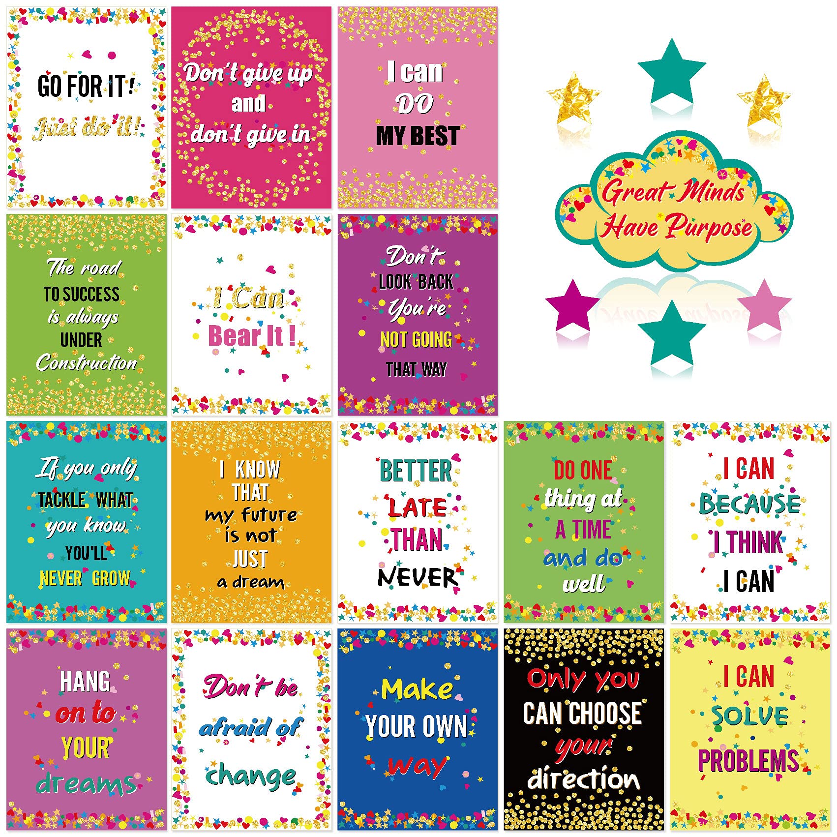Growth Mindset Poster Set Colorful Posters For Positive Thinking ...
