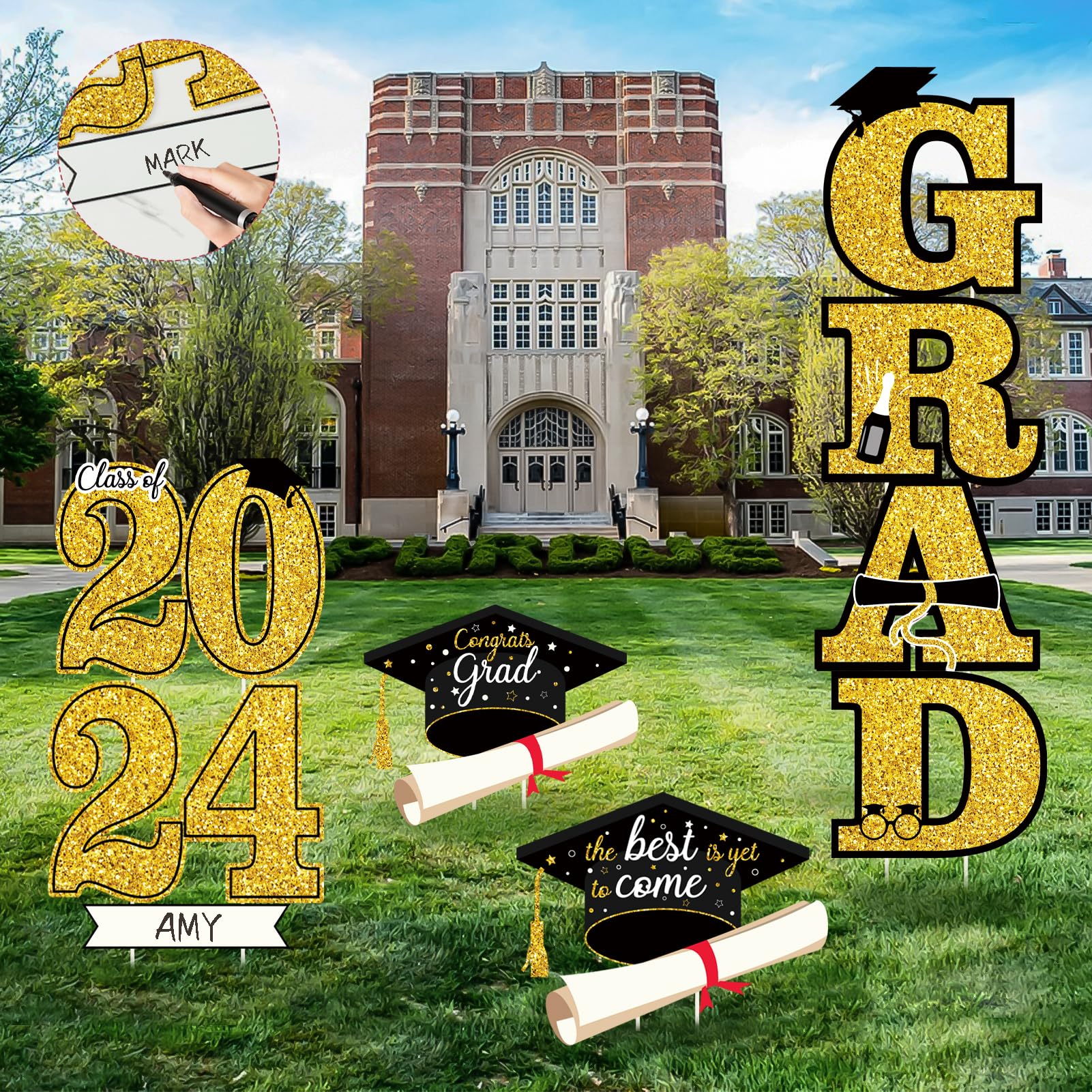 Amazon.com : Gold Graduation Party Outdoor Decorations for Class Of ...