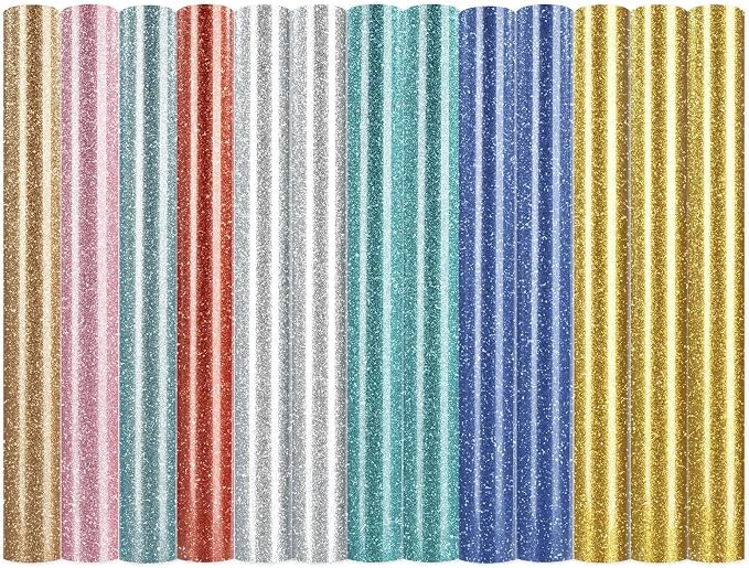 Amazon.com: HTVRONT Glitter HTV Heat Transfer Vinyl - 14Pack 8 Colors ...