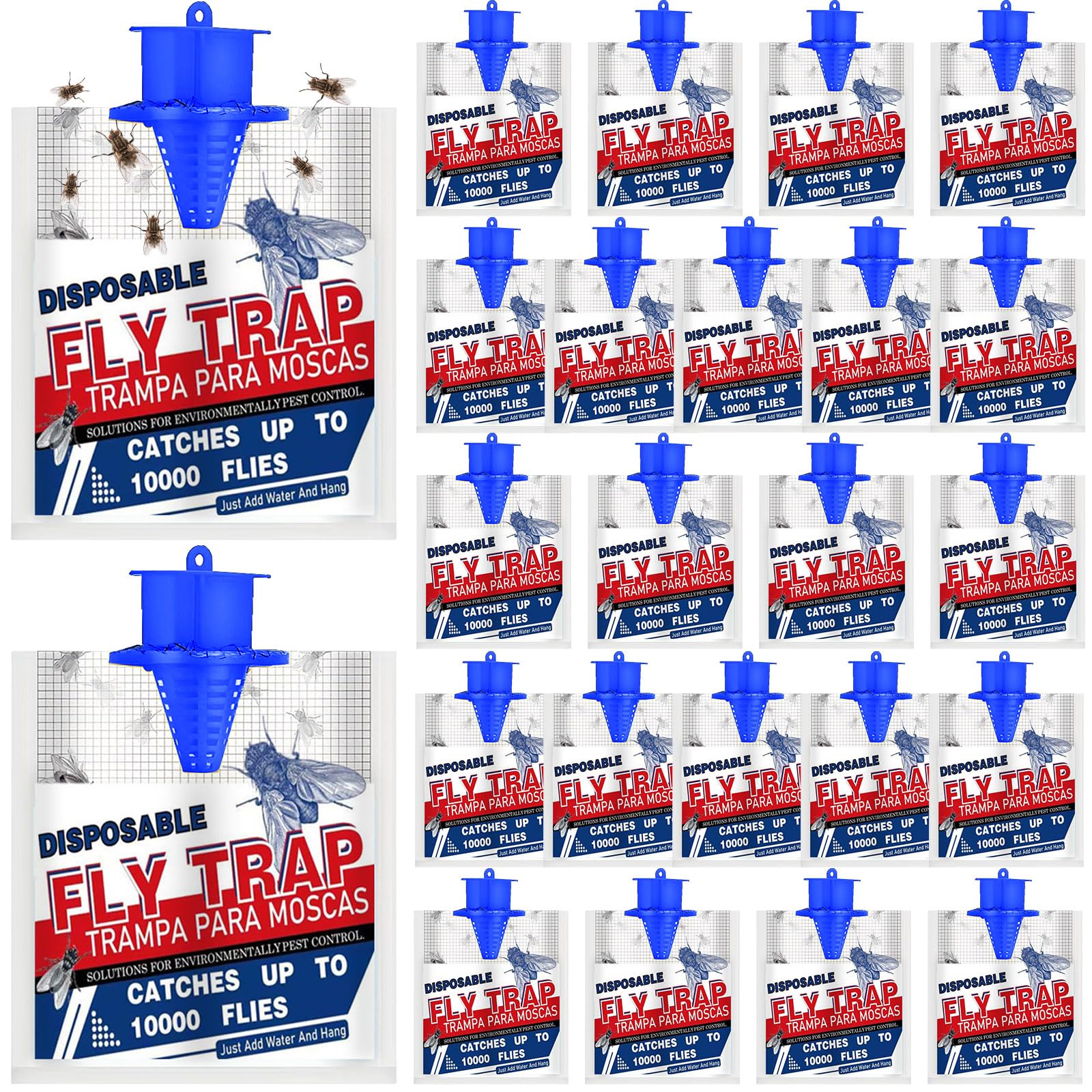 24 Pcs Hanging Fly Trap Outdoor Home Fly Bags Outdoor Disposable Fly ...