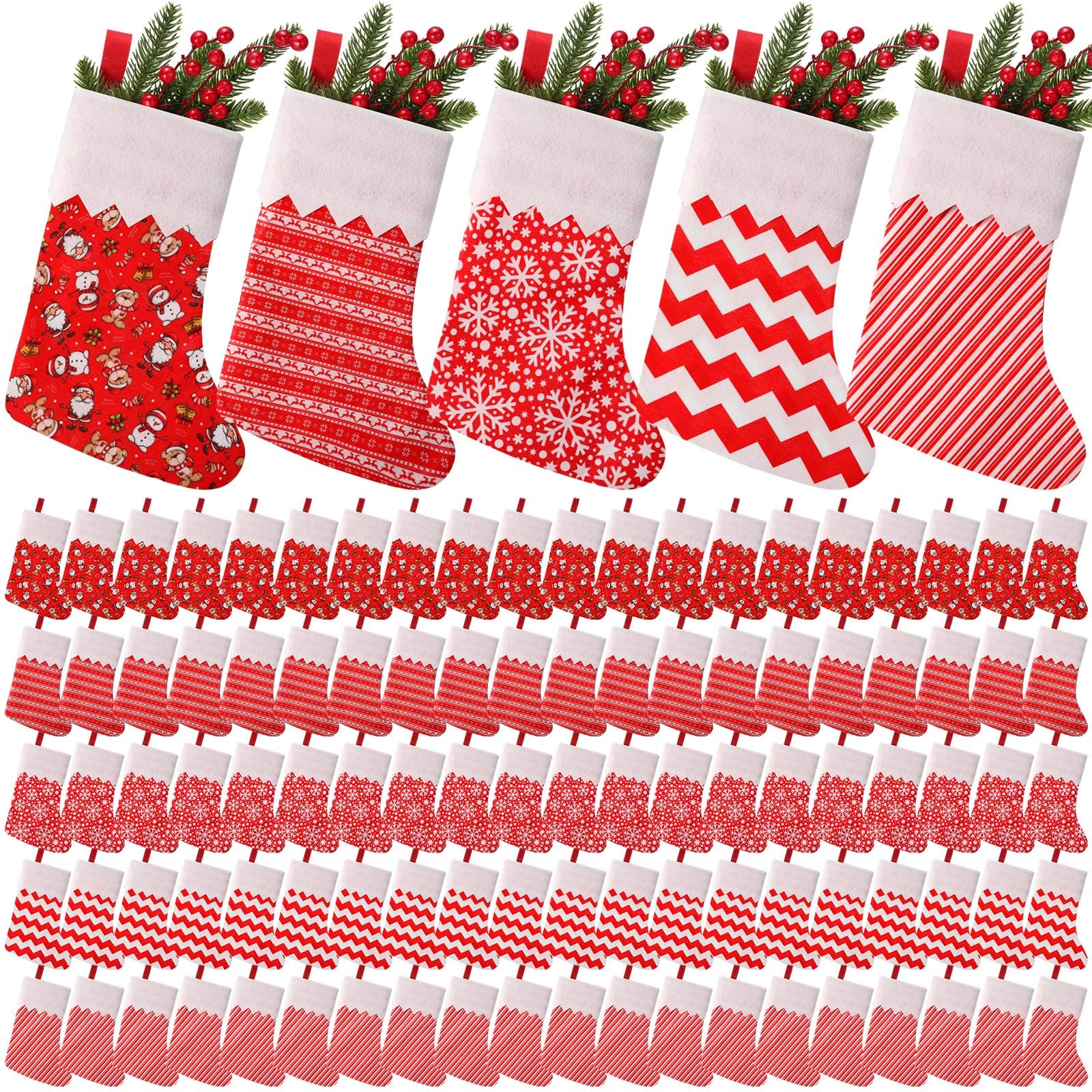 Amazon.com: Realspring 100 Pcs Red Felt Christmas Stockings Bulk Large ...