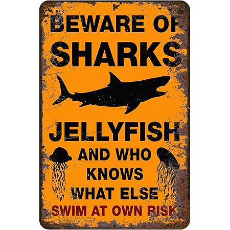 Amazon.com : Funny HAHA USA Shark Sign - Shark Infested Water Metal 7. ...