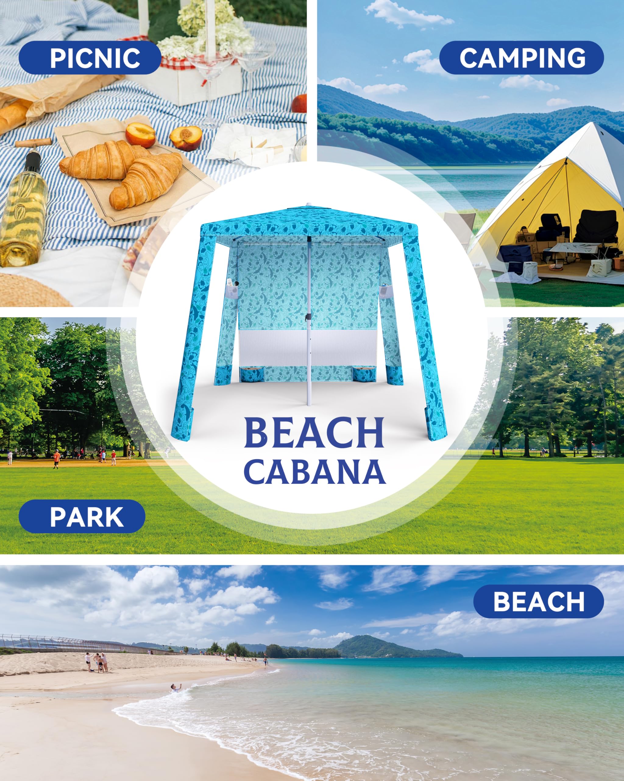 Snapklik.com : Beach Cabana Tent - Instant Sun Shade, 62x62 ...