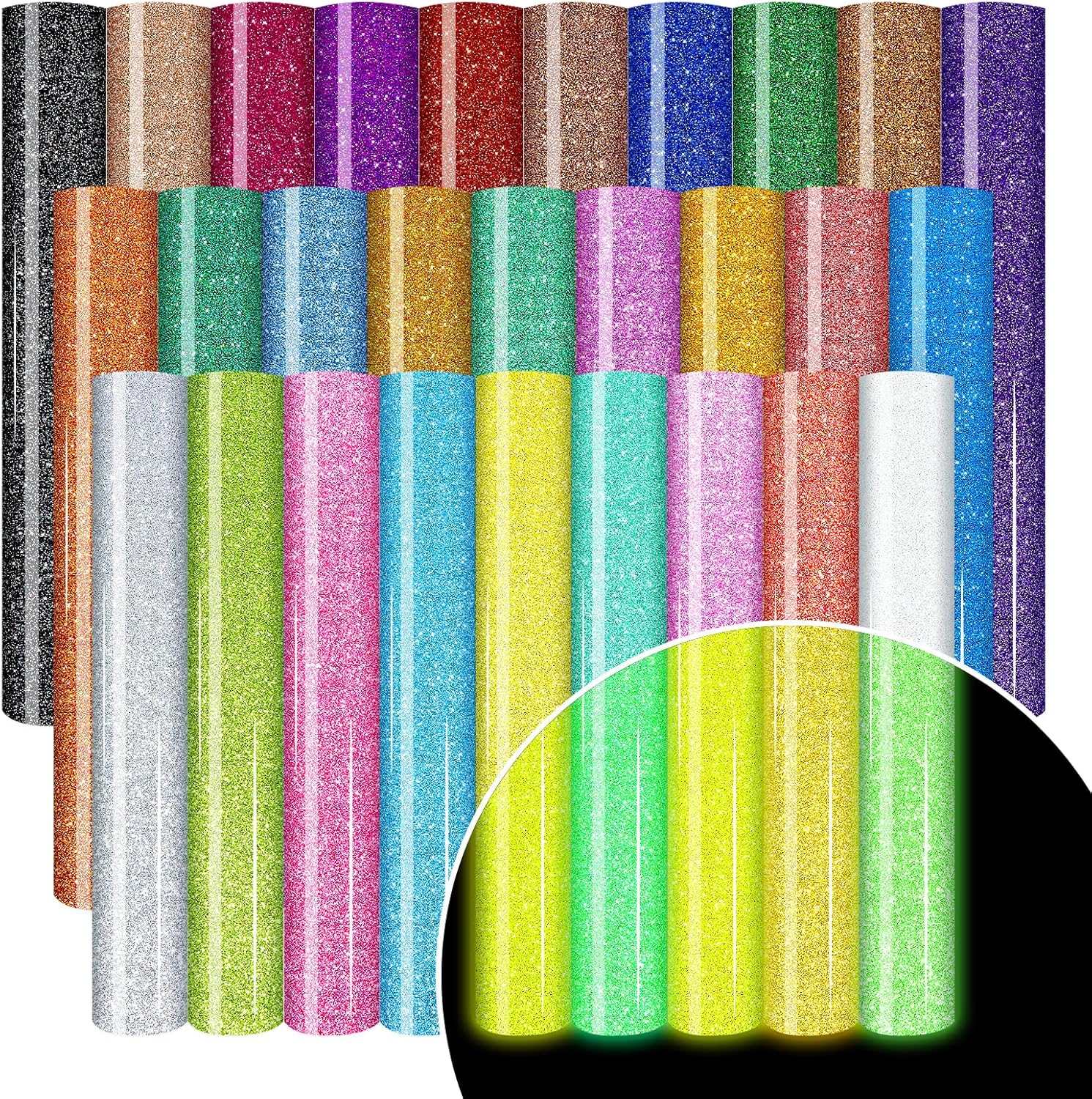 Amazon.com: HTVSTD Glitter HTV Vinyl - 28pcs 12'' x 10''Glitter Iron on ...