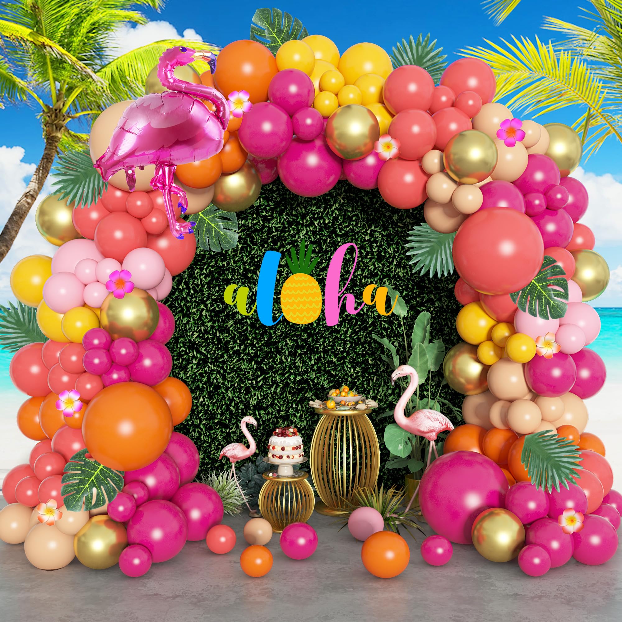 Amazon.com: Ouddy Life 178Pcs Tropical Balloons Arch Garland Kit, Luau ...