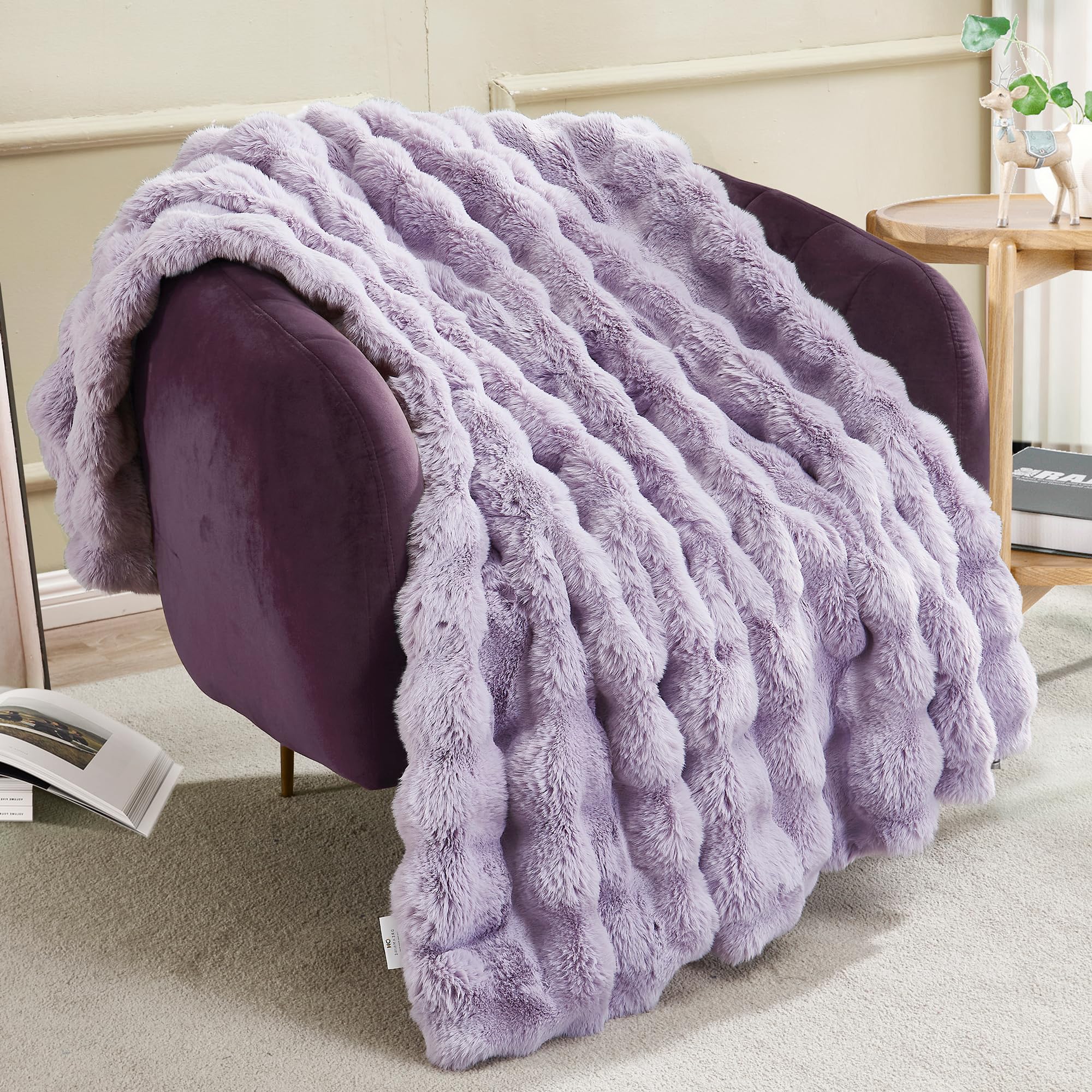 Amazon.com: JONIYEAR Soft Fuzzy Bubble Faux Rabbit Fur Throw Blanket 50 ...