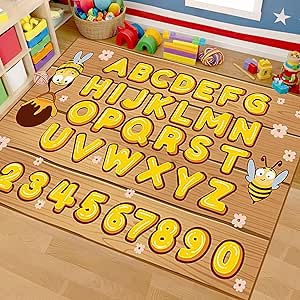 Amazon.com: SCUAOMX Yellow Bee Rugs for Kids Bedroom, 3x4ft, Wood Grain ...