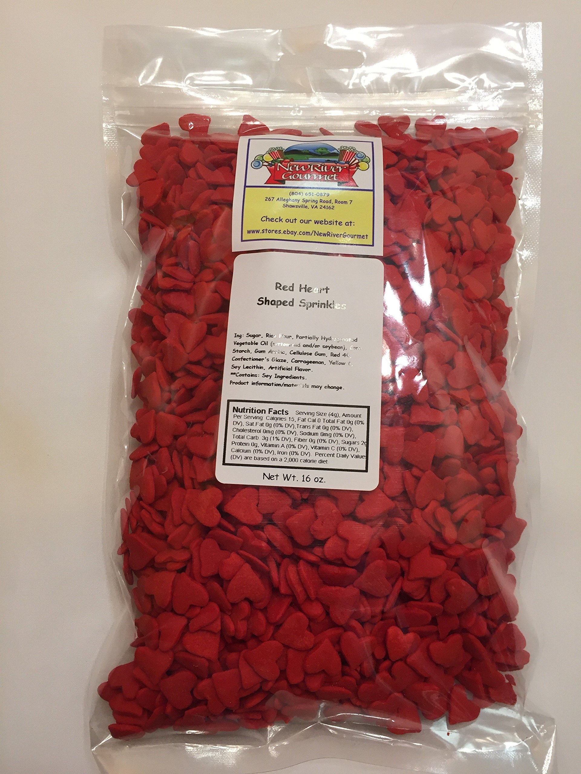 Amazon.com: Valentine Jumbo Red Heart Shaped Sprinkles (16 ounces (1 ...
