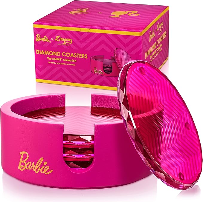 Amazon.com: Barbie x Dragon Glassware Coasters, Pink Crystal Glass ...