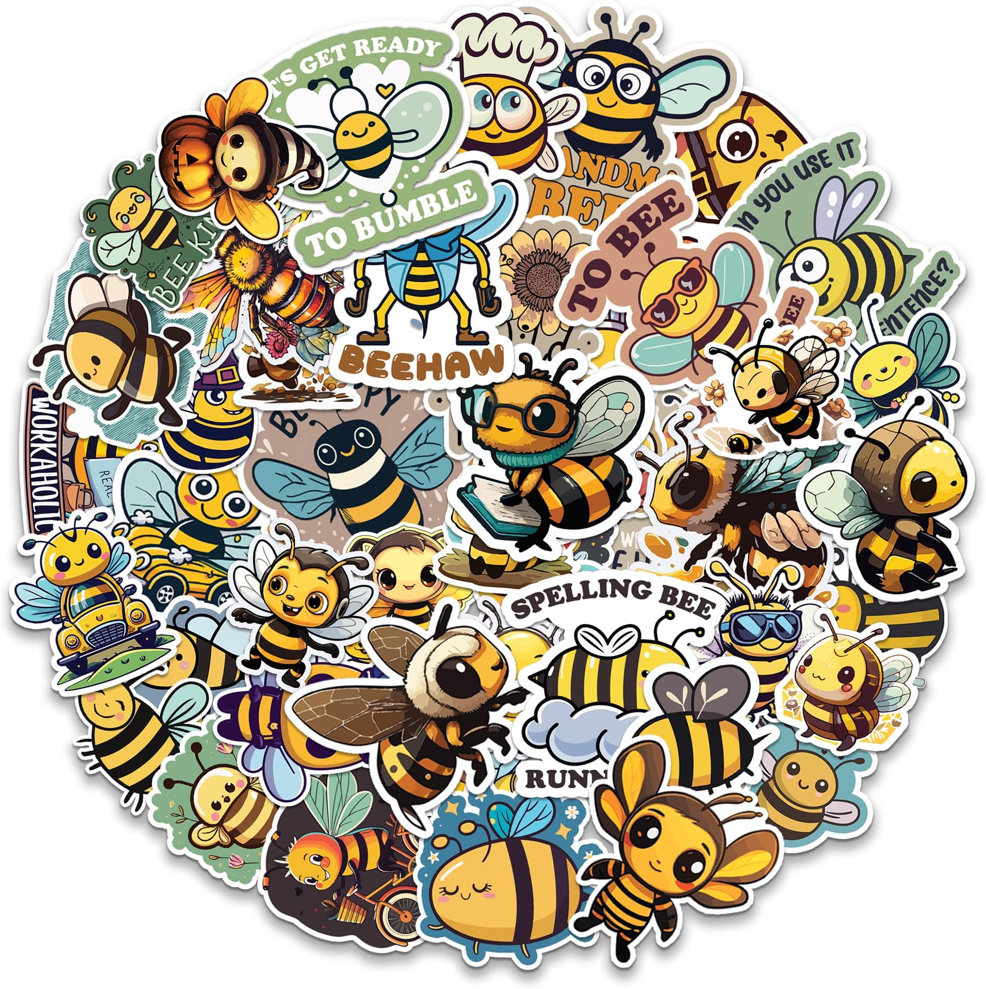 Amazon.com: MONIZY Bee Stickers 50 Pieces Vinyl Waterproof Decal for ...