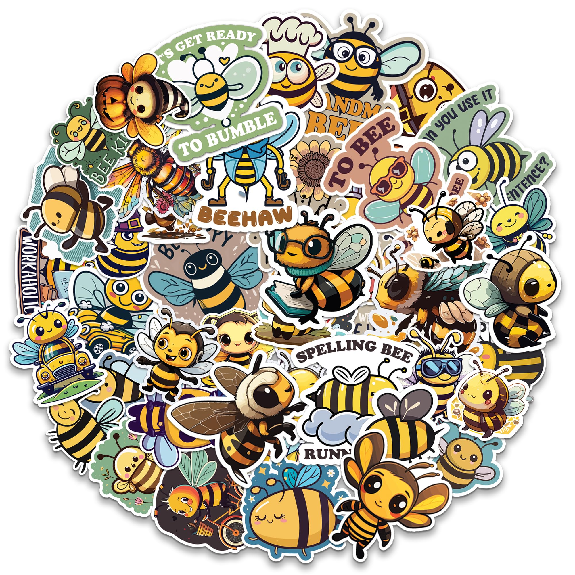 Amazon.com: MONIZY Bee Stickers 50 Pieces Vinyl Waterproof Decal for ...