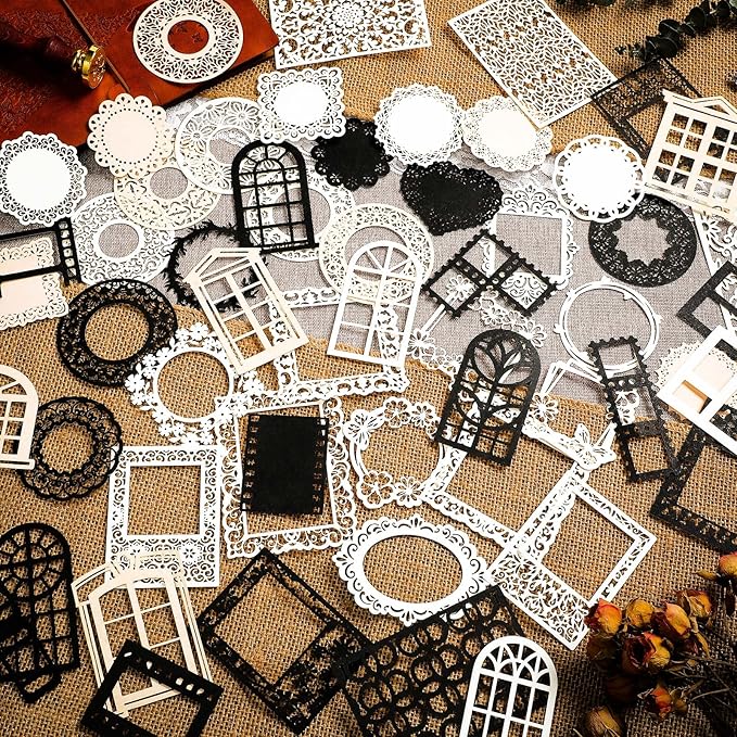 Amazon.com: Geosar 120 Pcs Vintage Scrapbook Cutouts Paper Lace for ...