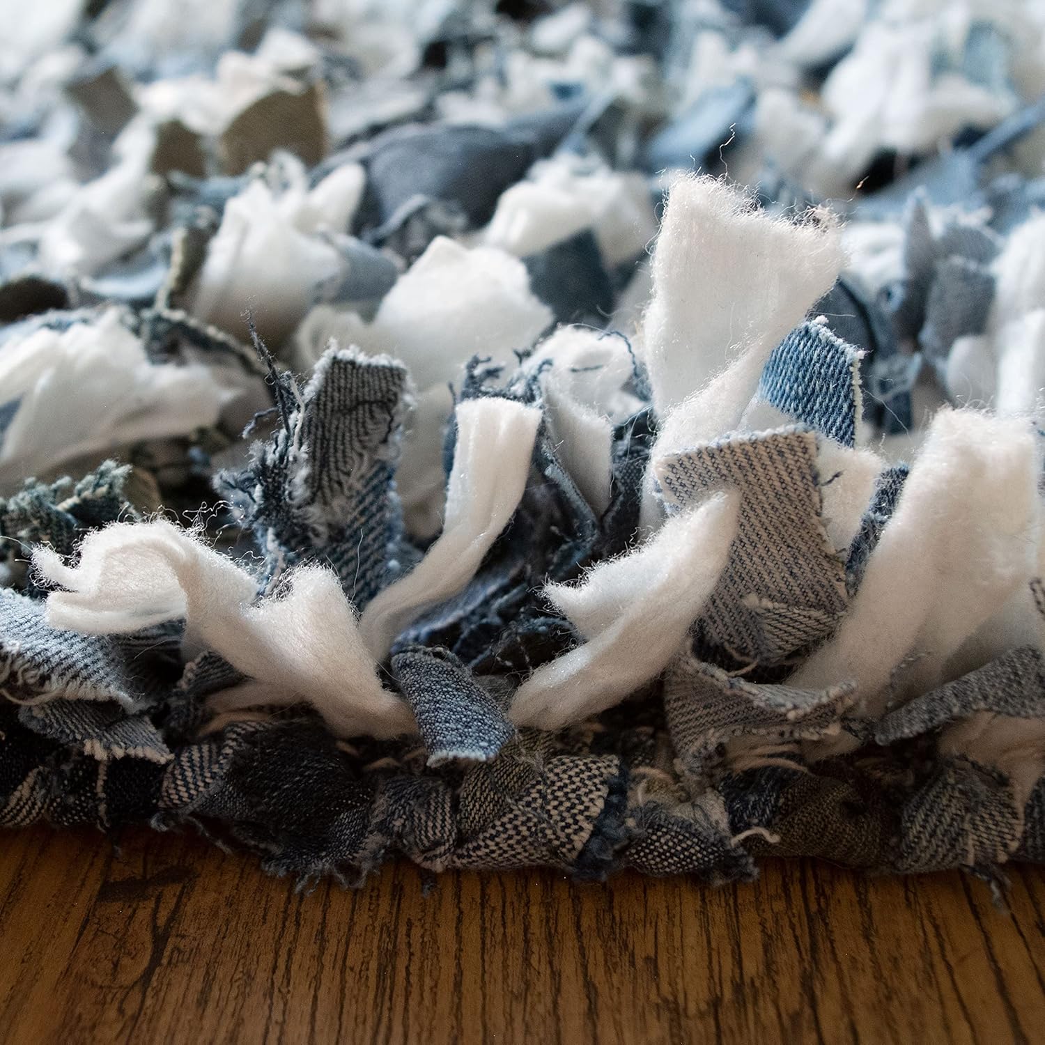 Chardin home Rainbow Shag Rug Denim Blues and White Boho Rug for ...