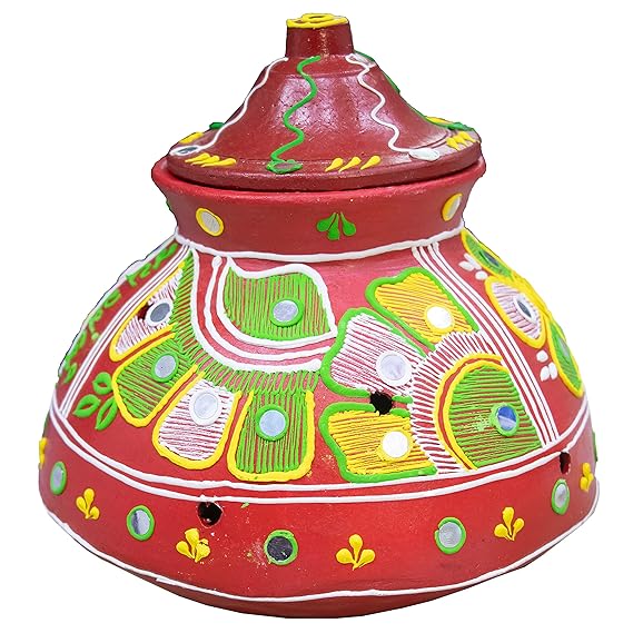 Buy Navratri Mitti Kalash, Red Clay Garba Matka (Large) Online at Low ...