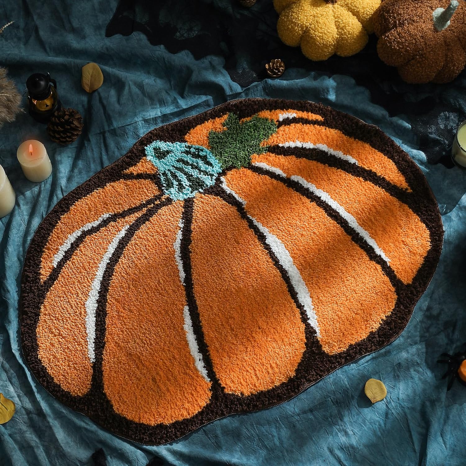 Amazon.com: YRXRUS Halloween Pumpkin Bathroom Rugs, Pumpkin Shaped Bath ...