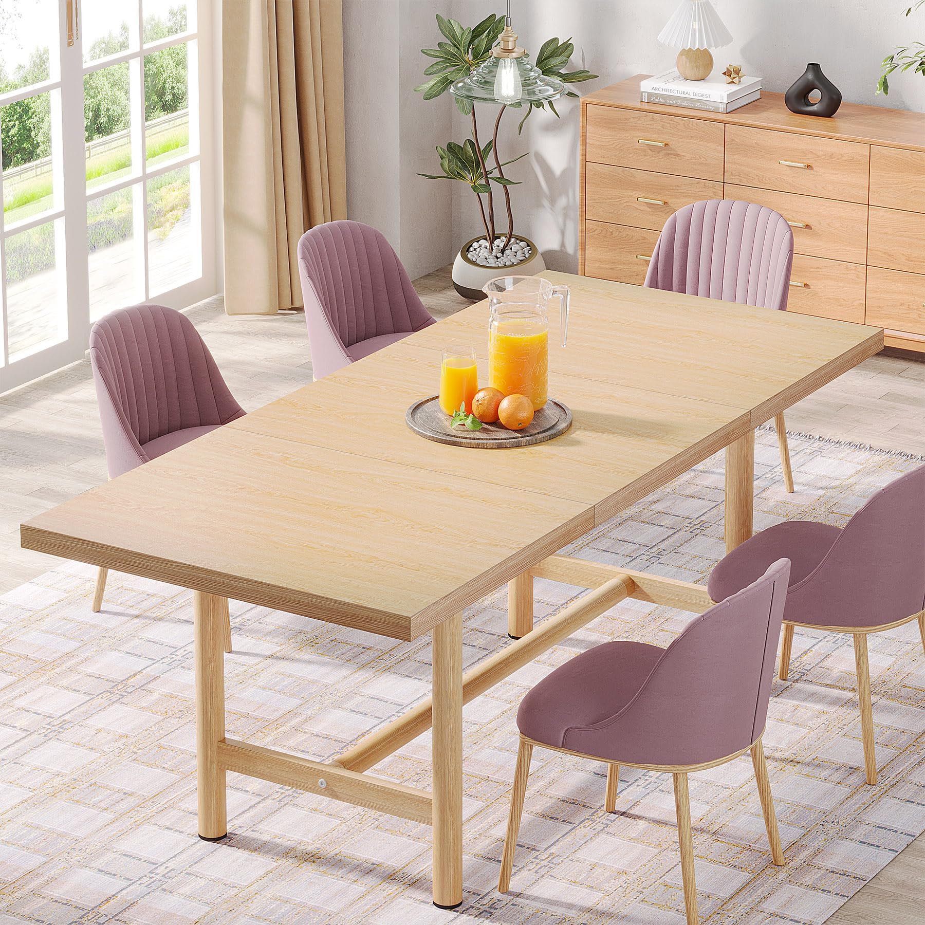 Tribesigns Kitchen Dining Table Wood: 63 Inches Rectangular Dining Room ...