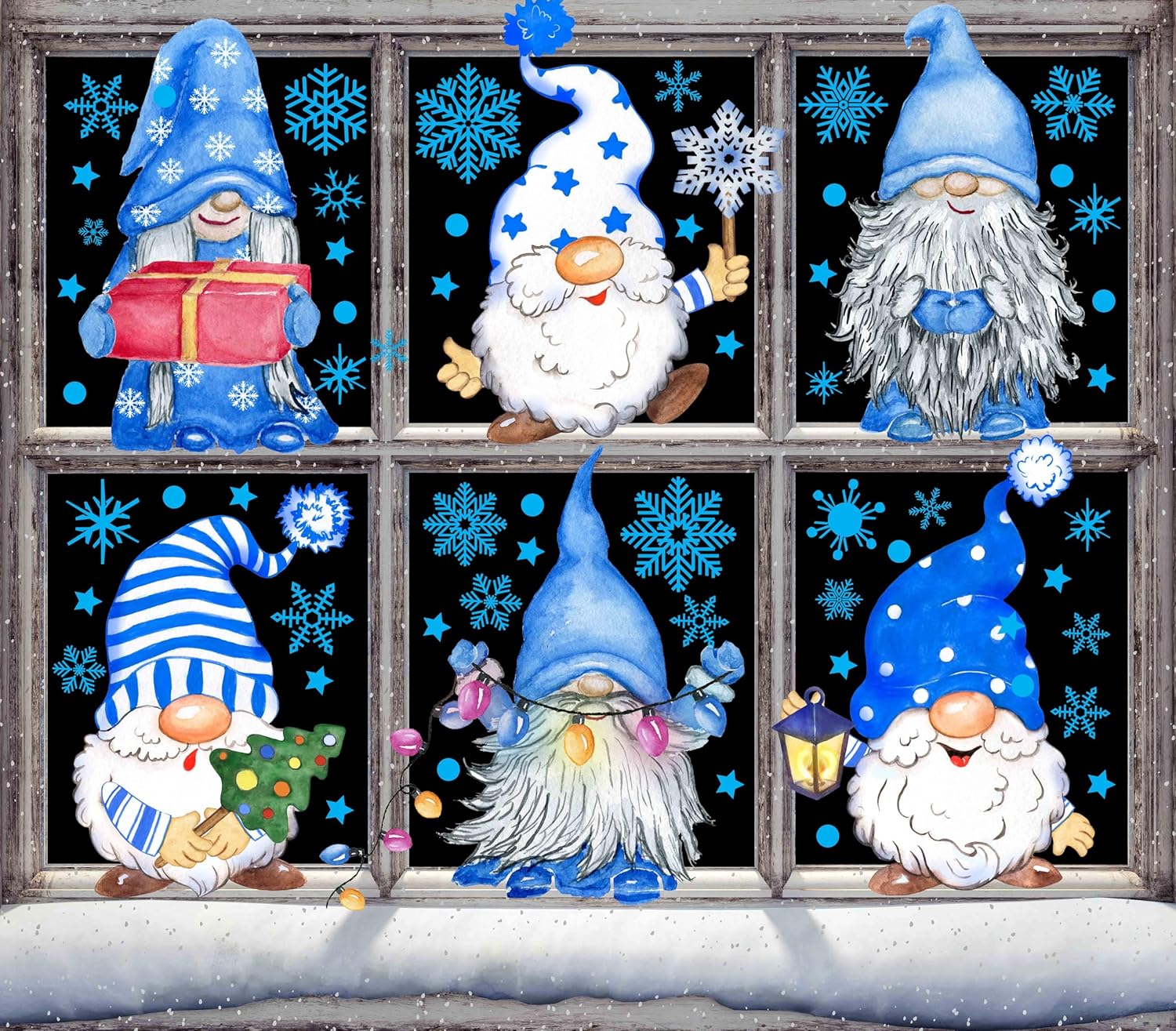Amazon.com: Christmas Winter Gnome Window Clings for Glass, Christmas ...