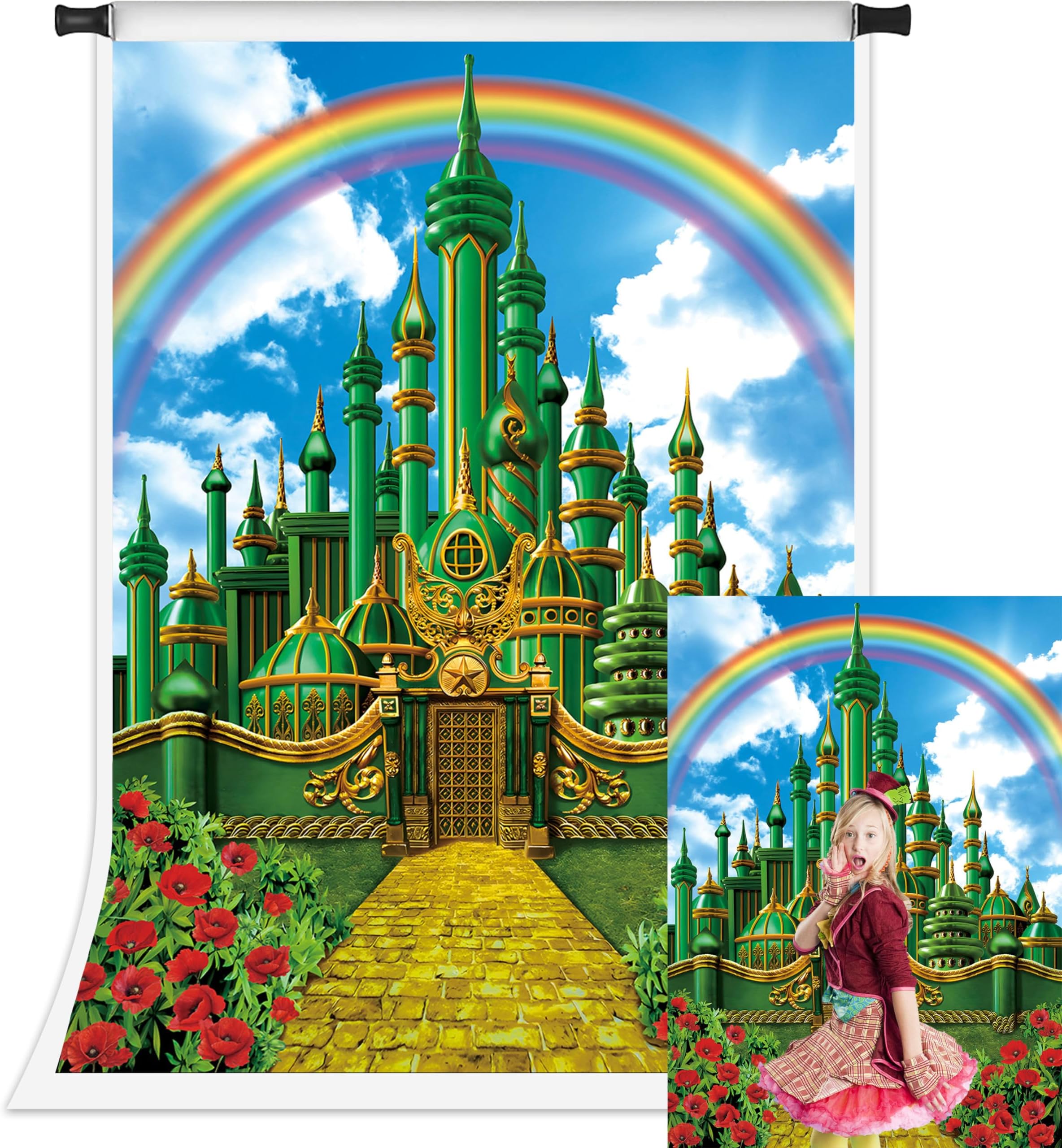 Amazon.com : Green Castle Backdrop for Birthday Party Decorations ...