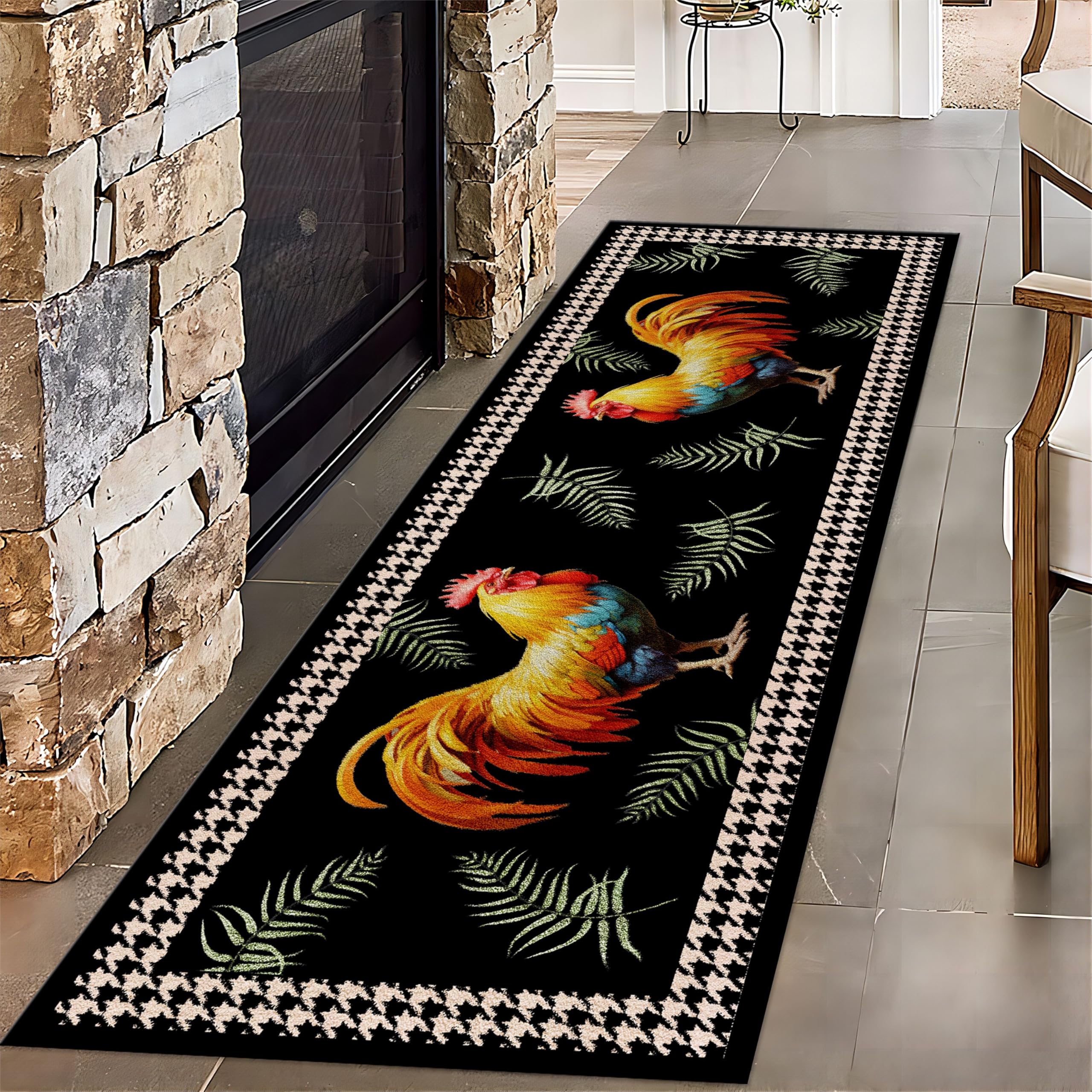 Amazon.com: Farmhouse Rooster Kitchen Rug, 2x6ft, Farm Animal Chicken ...