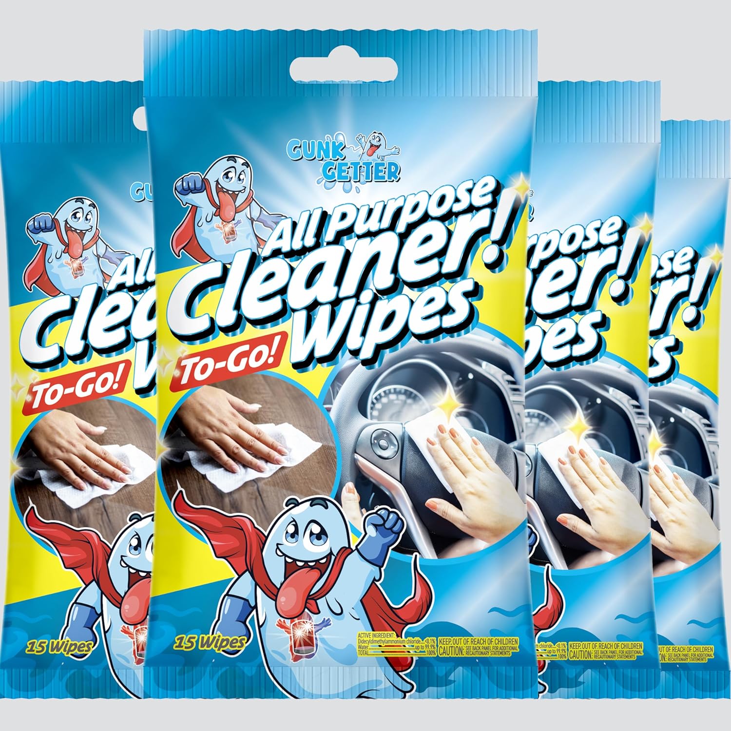 Amazon.com: Gunk Getter - To-Go Wipes - All Purpose Cleaner - 15 Count ...