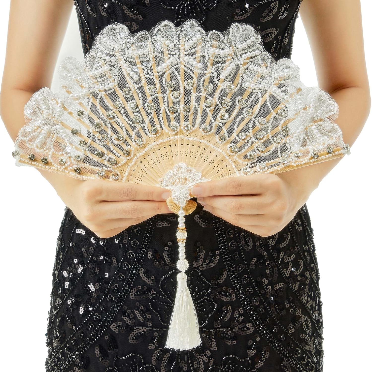 Amazon.com: BABEYOND Lace Hand Fan Non-Foldable Vintage Bridal Handheld ...